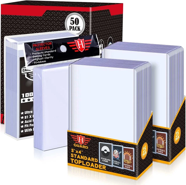 TRADING CARD SLEEVES Hard Plastic Clear Case Holder 200 Baseball Cards ...
