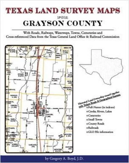 TEXAS LAND SURVEY Maps for Grayson County : With Roads, Railways ...