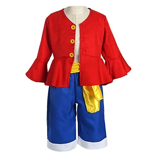 ONE PIECE MONKEY D Luffy Costume Kids Luffy Red Shirt Cosplay Wano ...