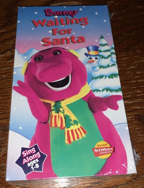 BARNEY WAITING FOR Santa VHS 1992 Vintage Purple Dinosaur Singalong NEW ...