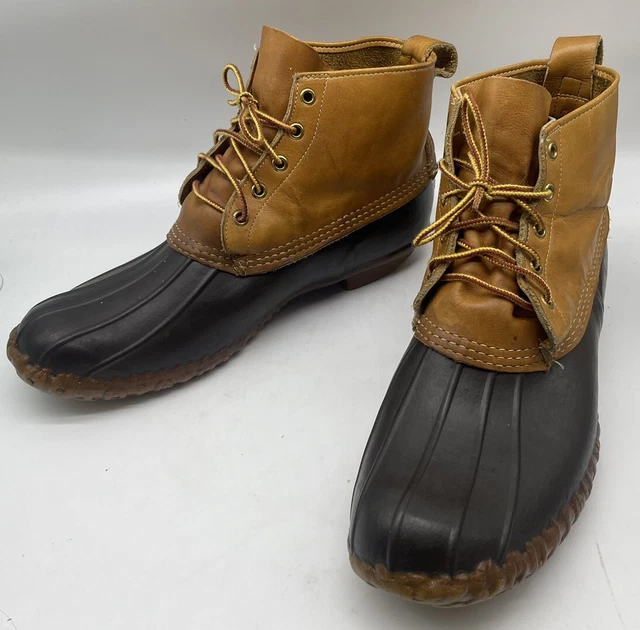 VINTAGE LL BEAN Mens Brown Ankle 6-Inch Unlined Lace Up Leather Duck ...