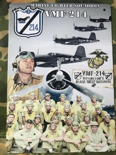 PLAQUE ALU COMMEMORATIVE DU VMF-214 MARINE FIGHTER SQUADRON 27.5 x 20 ...