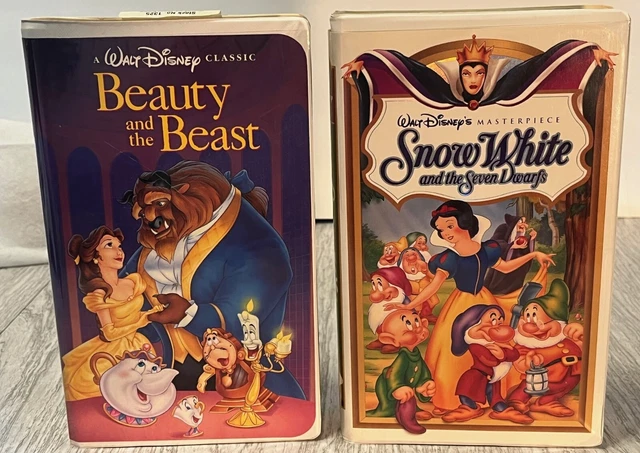 DISNEY VHS &DOUBLE Feature" 1994 Snow White #1524 & 1992 Beauty &The ...