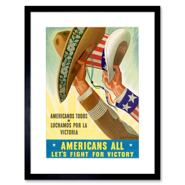 VINTAGE AD AMERICANOS USA War Mexican Uncle Sam Poster Framed Art Print ...
