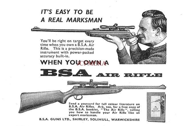 BSA AIR RIFLES Instruction Booklet ADVERT Small Vintage 1960 Print Ad ...