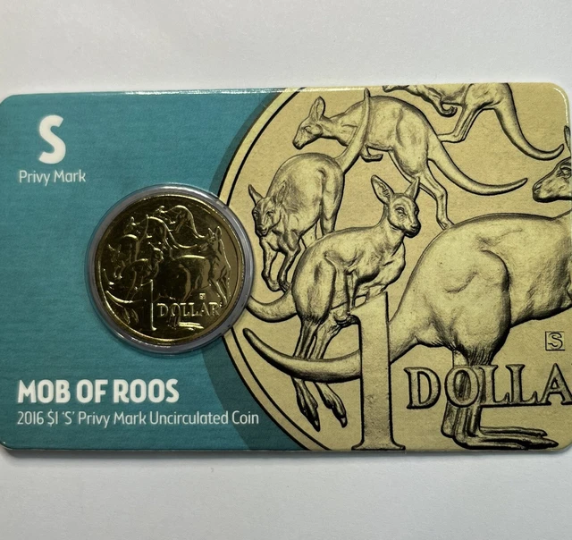 2016 1 ONE Dollar Coin - Mob of Roos S Privy Mark - Uncirculated ANDA RAM Card $16.90 - PicClick AU