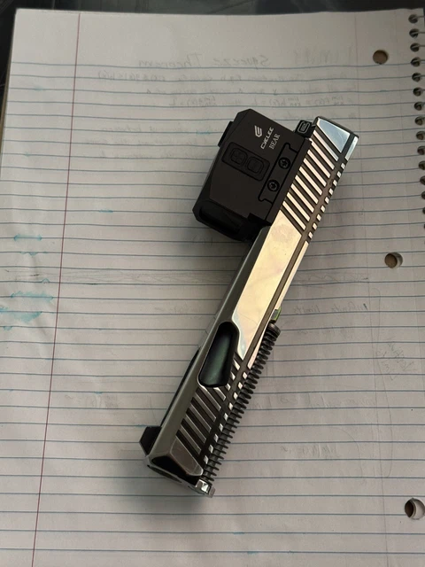 GLOCK 19 GEN 3 Complete Slide Chrome Ported Barrel With CYELEE BEAR Red ...