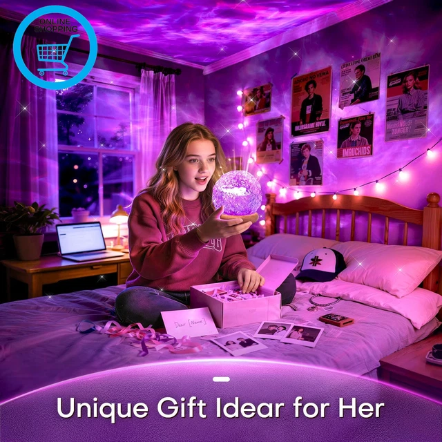 LED BEDSIDE LAMPS Night Light Projector,216-Mode,Gift Girl&Teen&Women ...