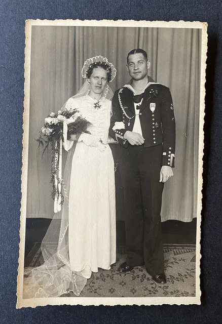 FOTO 2.WK WW2 Wehrmacht Kriegsmarine Matrose Hochzeitsfoto Norderney ...