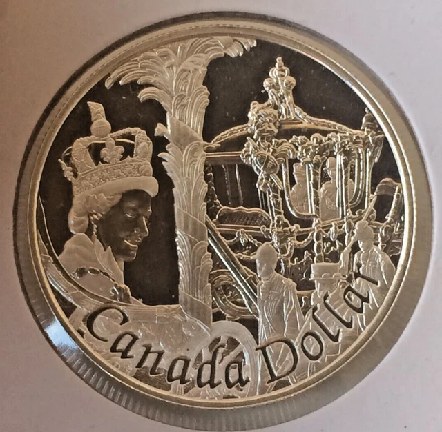 2002 CANADA PROOF Sterling Silver Dollar Jubilee Coin Queen Elizabeth ...