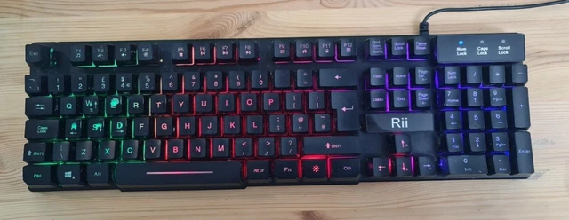 RII BACTLIT GAMING Keyboard, RK100 Plus 7 Color Rainbow LED Backlit £0. ...