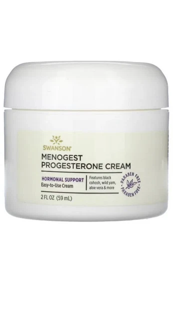 SWANSON MENOGEST PROGESTERONE Cream, 2 fl oz, 59 ml, Paraben Free, Free ...
