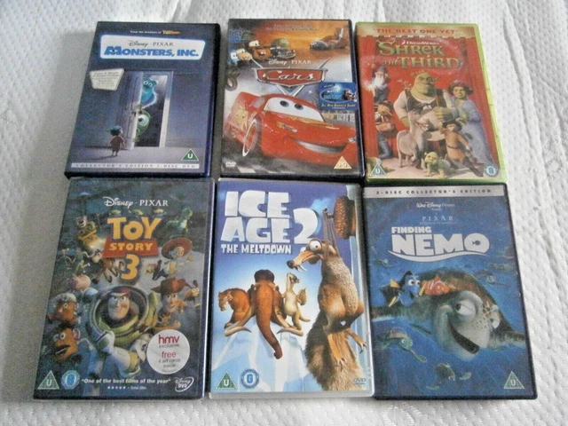 BUNDLE-6 X CHILDREN Classic Films-Toy Story-Ice Age 2-Monsters Inc-Nemo ...