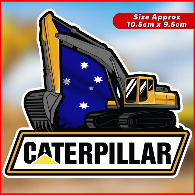 CATERPILLAR EXCAVATOR STICKER Cat Machinery Aussie Flag Car Ute Truck ...