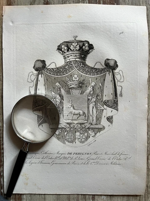 BLASON ARMOIRIE Héraldique : Le Marquis De Perignon, Pair de France ...