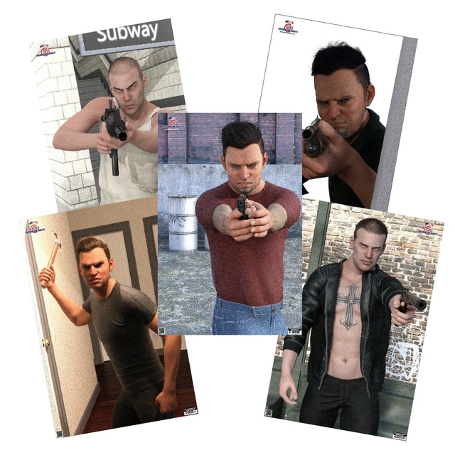 5 PAPER TARGETS Gun Range Pistol Rifle Skeleton Vital Organs & Shooting ...