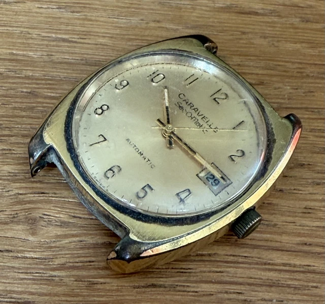 VINTAGE CARAVELLE SET-O-MATIC Automatic T Swiss T Watch Face With Date ...