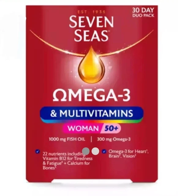 SEVEN SEAS NEW Woman 50+,Omega-3 & Multivitamins 30 Day Duo Pack £16.99 ...