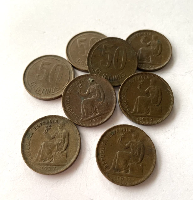 IBERMONEDA| ESPAÑA, REPÚBLICA 50ctms. 1937 x 8 MBC, MBC+ EUR 3,50 ...