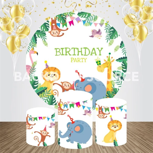 JUNGLE THEMED BIRTHDAY Event Party Round Backdrop Kit $37.90 - PicClick AU
