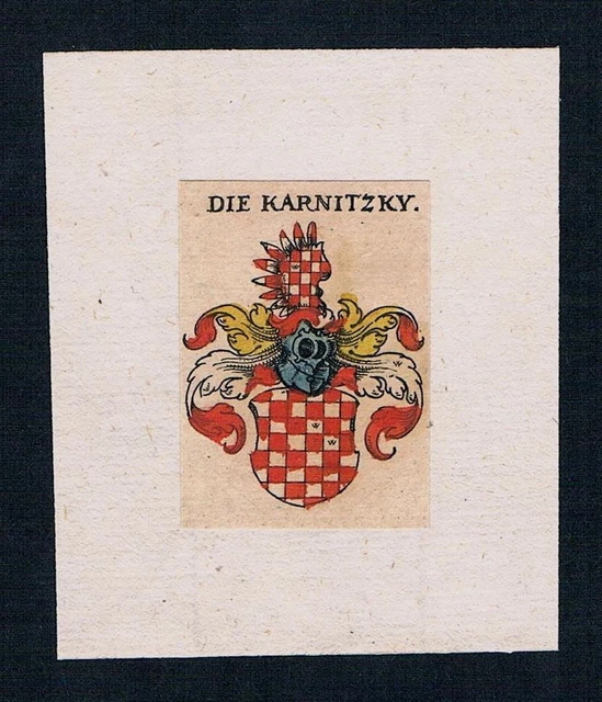 17.JH. DIE KARNITZKY Wappen coat of arms heraldry Heraldik Kupferstich ...