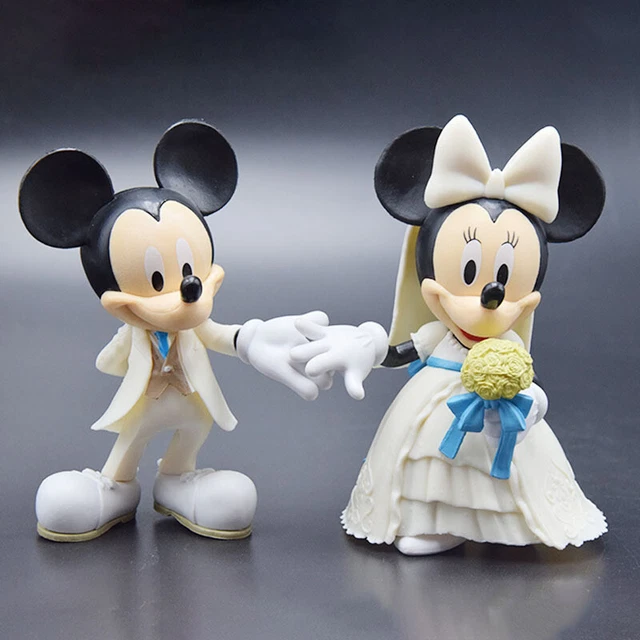 2PCS DISNEY MICKEY Minnie Mouse Figure Kids Toys Wedding Dress Suit ...