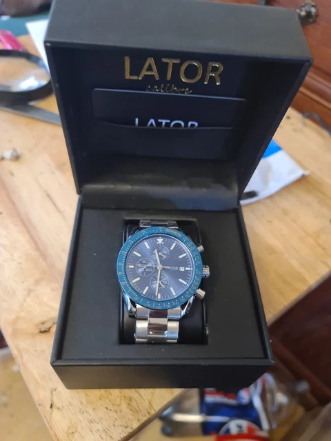 MENS LATOR CALIBRE Chronograph Watch Dark Blue Dial Water Resist £40.00 ...