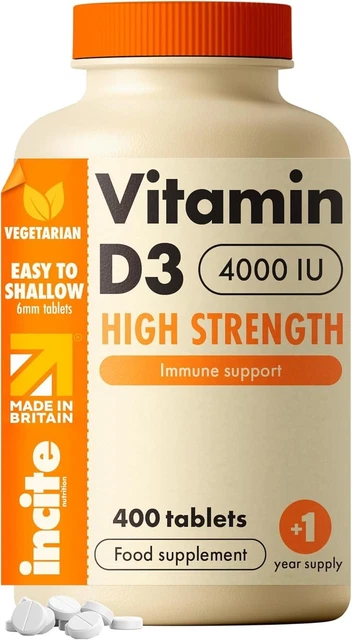 HIGH-POTENCY VITAMIN D3 4000 IU - 400 Tablets for Strong Bones and ...