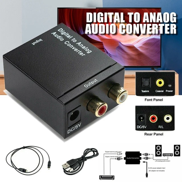 3X(DIGITAL TO ANALOG Audio Converter Optical Fiber Toslink Coaxial to ...