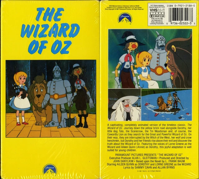 WIZARD OF OZ Animated Vhs Aileen Quinn Lorne Green Paramount Video New ...