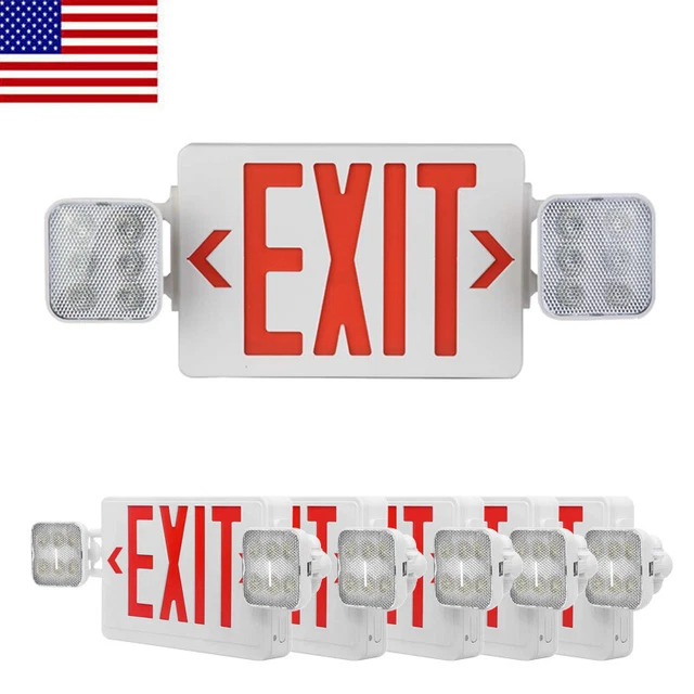 6PACK LED EXIT Sign Emergency Light w/Battery Backup Adjustable Square ...