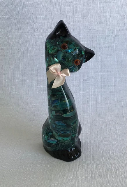 VINTAGE LUCITE/RESIN PAUA Shell Cat Figure Ariki New Zealand $24.99 ...
