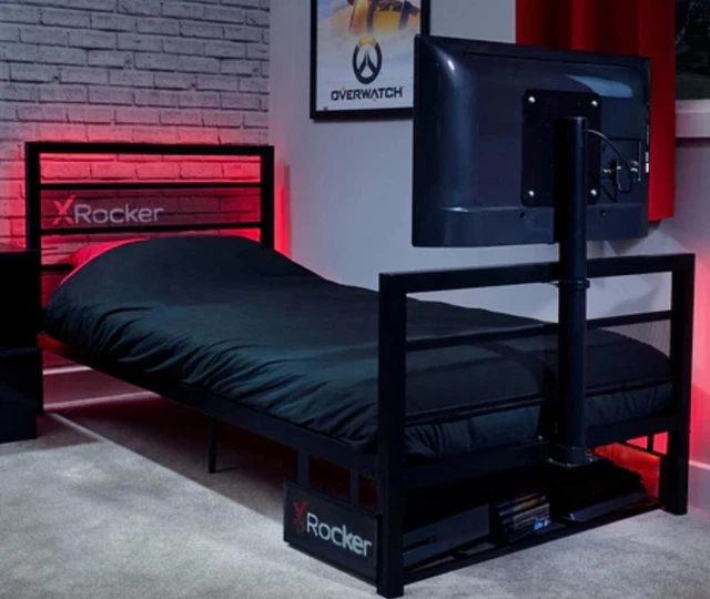 X ROCKER BASECAMP TV and Gaming Bed Frame Black with Brazen gaming ...