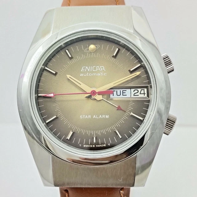 ENICAR STAR ALARM Jour / Date Automatique Cal.5008AS 25J Suisse Homme ...