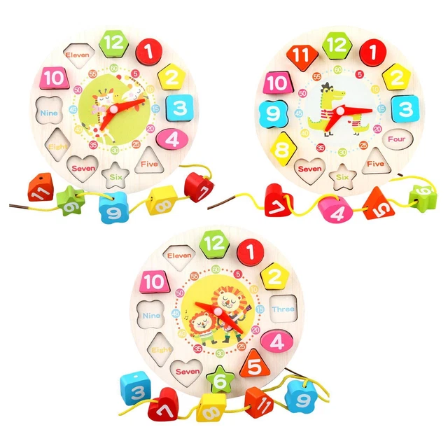 MONTESSORI SORTING CLOCK Shape Color Number Blocks Matching Game for ...