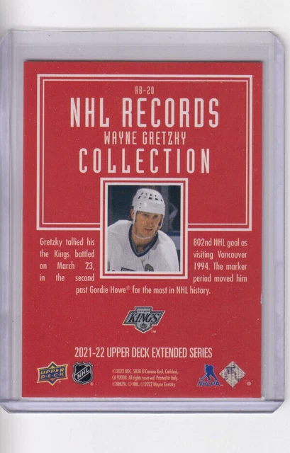 21/22 UD EXTENDED Los Angeles Kings Wayne Gretzky NHL Records Collection #RB-20 $49.99 - PicClick CA