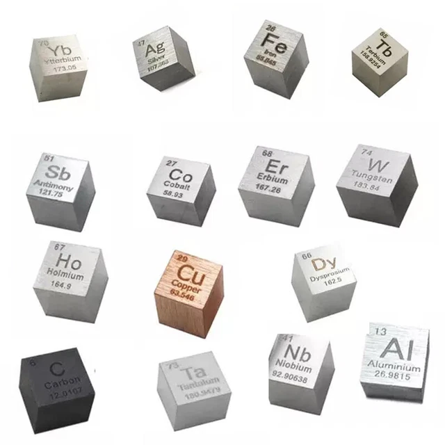 RARE METAL ELEMENTS Cube 10mm/25.4mm Pure Density 99.95% Metal C Al Ti ...