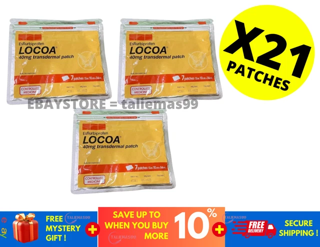 3 PACKS / 21 Patch LOCOA Transdermal Esflurbiprofen Joint Pain Relief ...