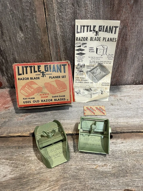 LITTLE GIANT RAZOR Blade Planer Set, Flat & Curved, Vintage w/Box $38. ...