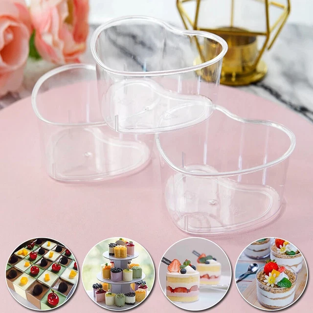 12PCS HEART MINI Dessert Cups 70ml Plastic Parfait Appetizer Cup ...