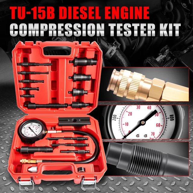 TU-15B CYLINDER DIESEL Engine Compression Gauges Pressure Meter Tester ...