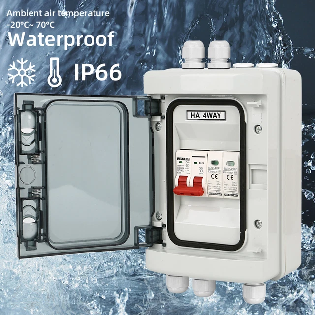 SOLAR DC CIRCUIT Breaker Box 500V/1000V 40A With 40A MCB + 40kA SPD ...