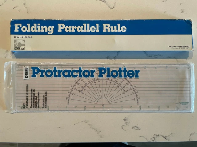 C-THRU 15-INCH FOLDING Parallel Rule and P-72 Protractor Plotter $22.50 ...