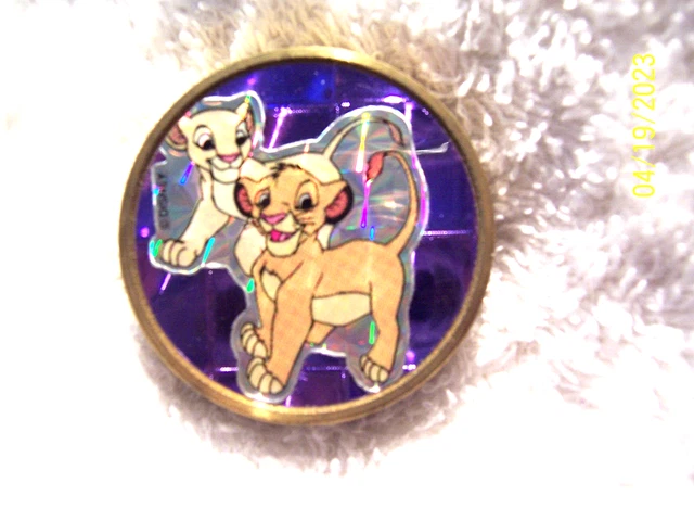 DISNEY'S LION KING "Simba & Nala" Metal Slammer Pog Purple Holograpic £ ...