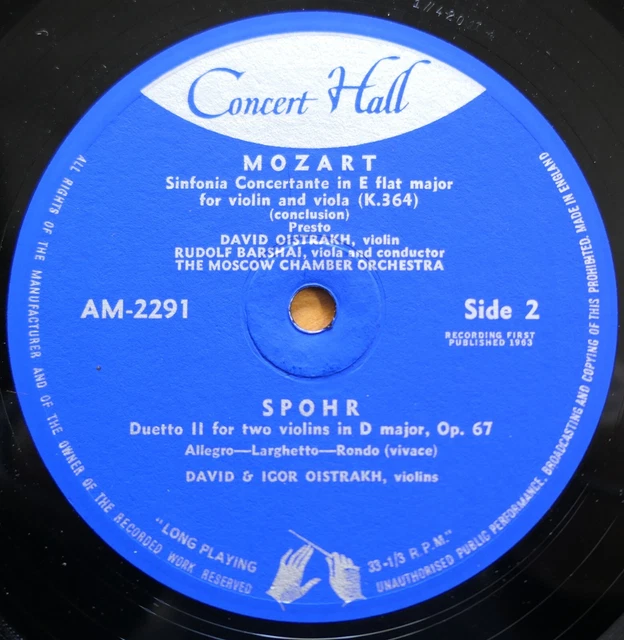 AM 2291 DAVID & Igor Oistrakh Mozart Spohr Violin Duets Barshai NEAR ...