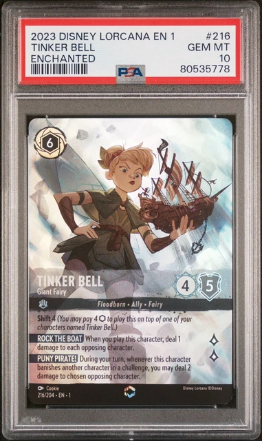 DISNEY LORCANA CCG Giant Tinker Bell ENCHANTED Card #216/204 *GEM MINT ...