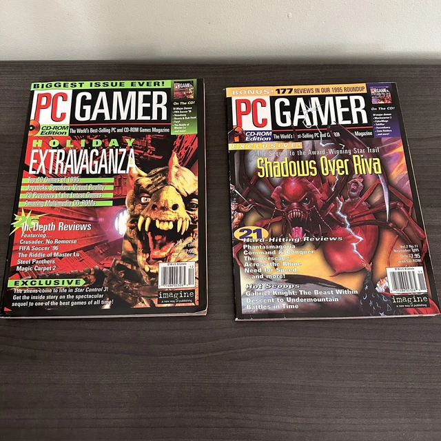 LOT OF 2 VTG PC Gamer Magazine Nov-Dec 1995 Vol. 2 No. 11 &12 No ...