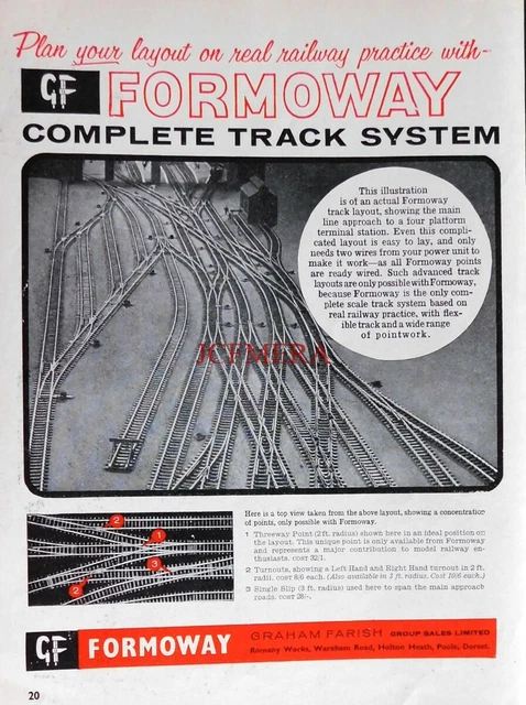 FORMOWAY MODEL RAILWAYS 1965 Advert - 'Complete Track System' PRINT EUR ...