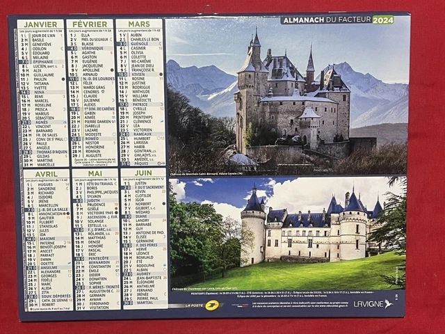 CALENDRIER ALMANACH LA Poste 2024 Chateau de Chaumont Menthon Saint ...