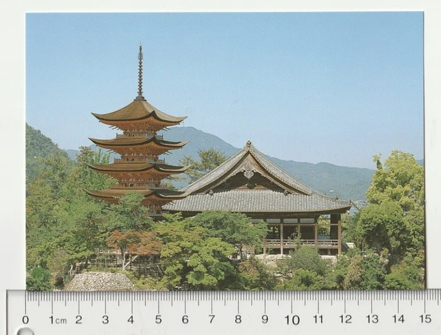 JAPANESE POSTCARD FIVE-STORIED pagoda and Senjokaku Itsukushima Shrine ...